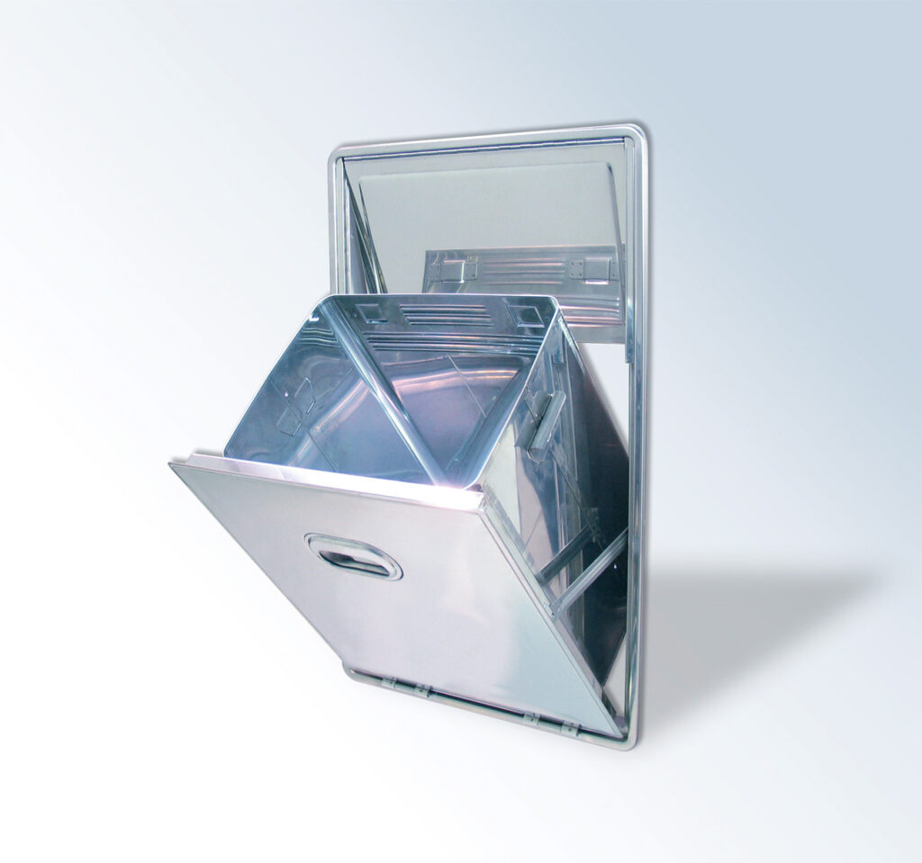 Stainless steel waste hopper with flap - Series 3000 - Priolinox